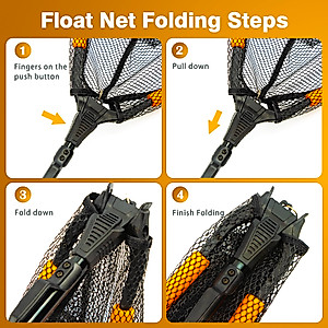 MoiShow Floating Fishing Net - Fishing Landing Net Foldable Fishing Net for Freshwater or Saltwater - Folding Fishing Net and Fly Fishing net