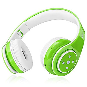 Kids Headphones Bluetooth Wireless 85db/110db Volume Limit Headset Fit for Aged 3-21 Over-Ear and Build-in Mic Wired & SD Card Mode Headphones for Boys Girls Travel School Phone Pad Tablet PC Green