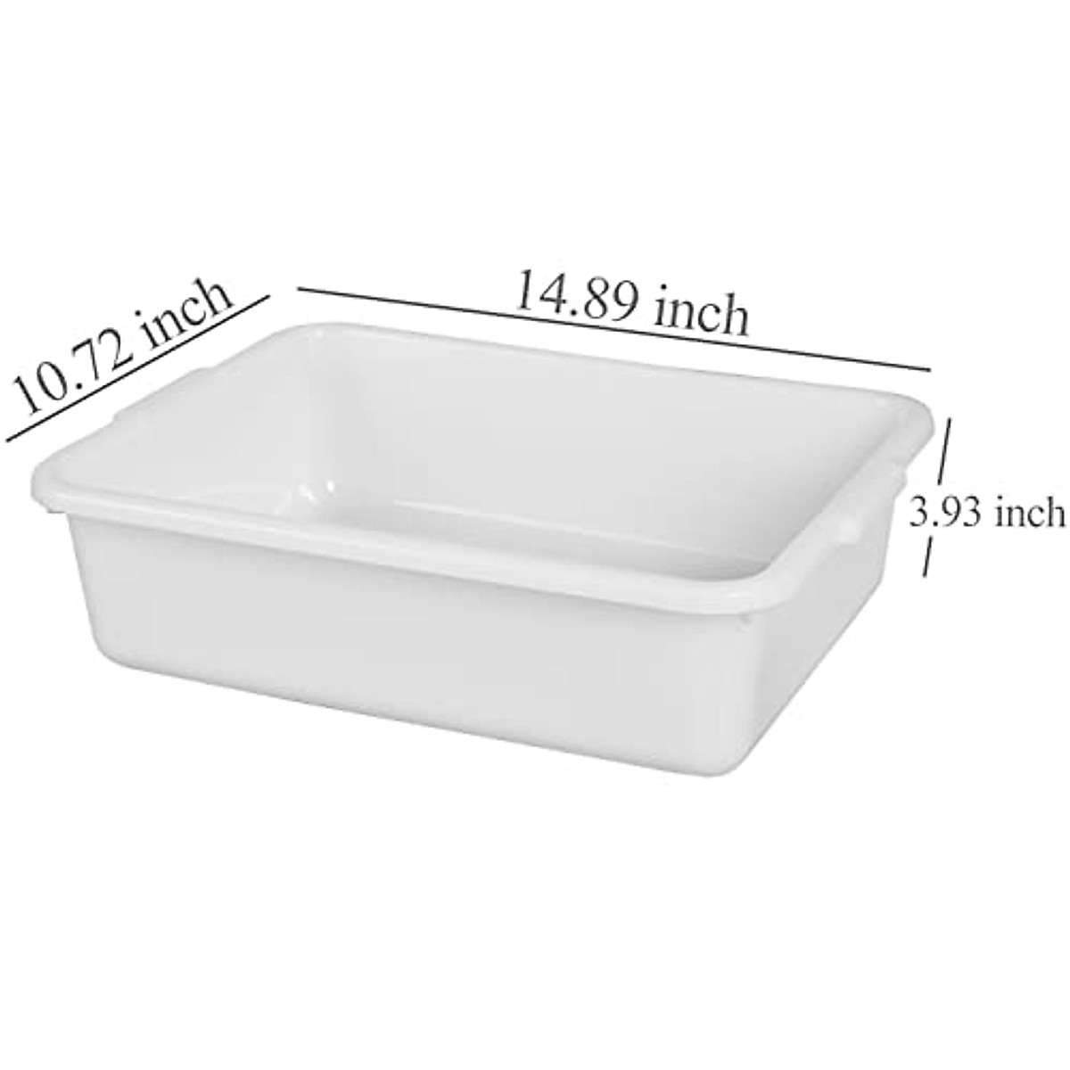 4-Pack Commercial Bus Tubs 8L, White Plastic Bus Box/Tote, Bus Wash Dish Basin Pans
