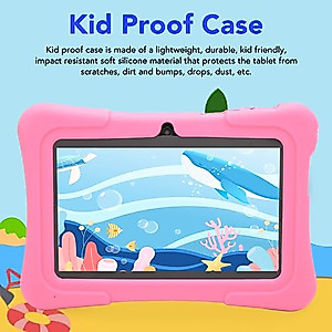 Honio Cute Kids Tablet, WiFi Touch Screen, 7 Inch Kids Tablet, 3000mAh Battery, Dual Camera, Quad Core, 100-240V for Girls for Android 10.0 (US Plug)