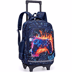 CAMTOP 18 Inch Rolling Backpack Girls Travel Roller Bag with Wheels Kids School Bags Wheeled Luggage Backpack (Galaxy-Rainbow)