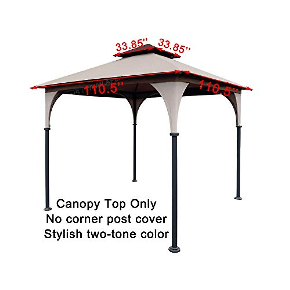 APEX GARDEN Replacement Canopy Top for 8' x 8' Gazebo #L-GZ375PST, L-GZ375PST-3