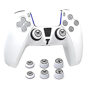 SMOS Anti-Slip Silicone Cover Skin for Playstation 5 Controller,Soft Rubber Case for PS5 Wireless Controller with 3 Pairs of Thumb Grip Caps of Different Heights,Pearl White