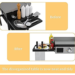 MOASKER New Upgraded Griddle Caddy Shelf for Blackstone 17"/ 22"/ 28" Griddle, Addition Side Rack Storage Tray with Paper Towel Holder, Spatula Holder Organizer for Blackstone Grill Accessories