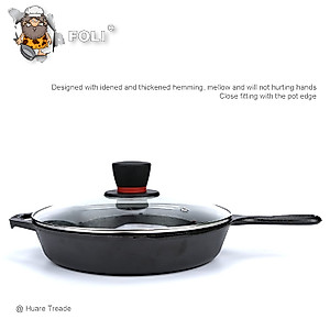 10.25 Inch Tempered Glass Lid Compatible with 10-10.25 Inch Lodge Cast Iron Skillets & 5 Quart Dutch Ovens - 10.25 Inch Universal Replacement Cover with Steam Vent - Versatile Round Glass Lid