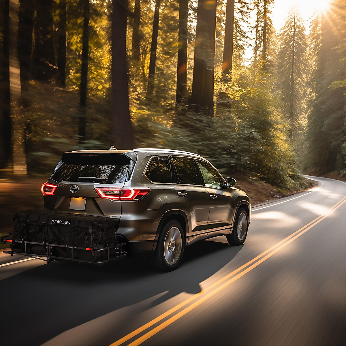 ARKSEN 60 x 20 Inch Angled Cargo Rack Carrier 500 Lbs Heavy Duty Capacity Tow Hitch, Luggage Storage Basket for Camping or Traveling, SUV, Pickup Truck or Car