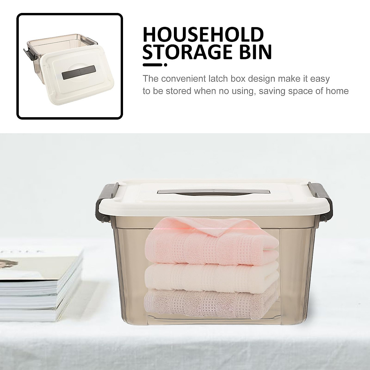 PRETYZOOM Storage Bins with Lids Tote Organizer Makeup Container Sundries Storage Bin Plastic Bins for Storage Clear Storage Case Stackable Tote Container Boxes PP Office Books Plastic Box