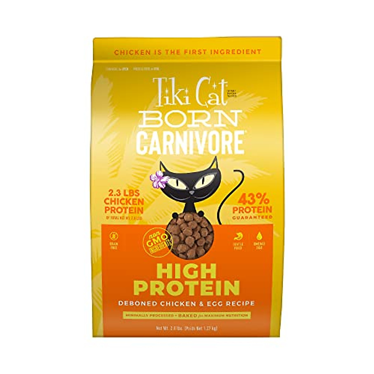 Tiki Cat Born Carnivore High Protein, Deboned Chicken & Egg, Grain-Free Baked Kibble to Maximize Nutrients, Dry Cat Food, 2.8 lbs. Bag