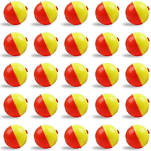 Fishing Bobbers Set,25-50pcs Snap-on Fishing Floats Bobbers Push Button Round Buoy Floats Bobber for Fishing Tackle Accessories Orange/Yellow