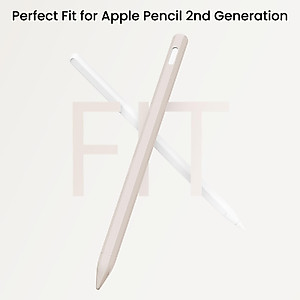 KELIFANG Silicone Case for Apple Pencil Pro 2024 & Apple Pencil 2nd Generation, Protective Skin Sleeve Cover Holder Grip and Tip Cap Accessories Compatible with iPad Pro 11 12.9 13 Inch, Starlight