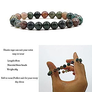 CASDAN 12PCS 8mm Gorgeous Semi-Precious Gemstones Round Beads Energy Power Crystal Reiki Healing Elastic Stretch Bracelet for Women Men Gifts