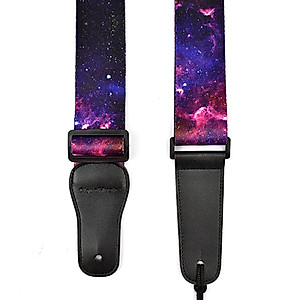 CLOUDMUSIC Strap Starry Night Purple Blue Starry Sky Galaxy Pattern (Purple Galaxy Guitar Strap)