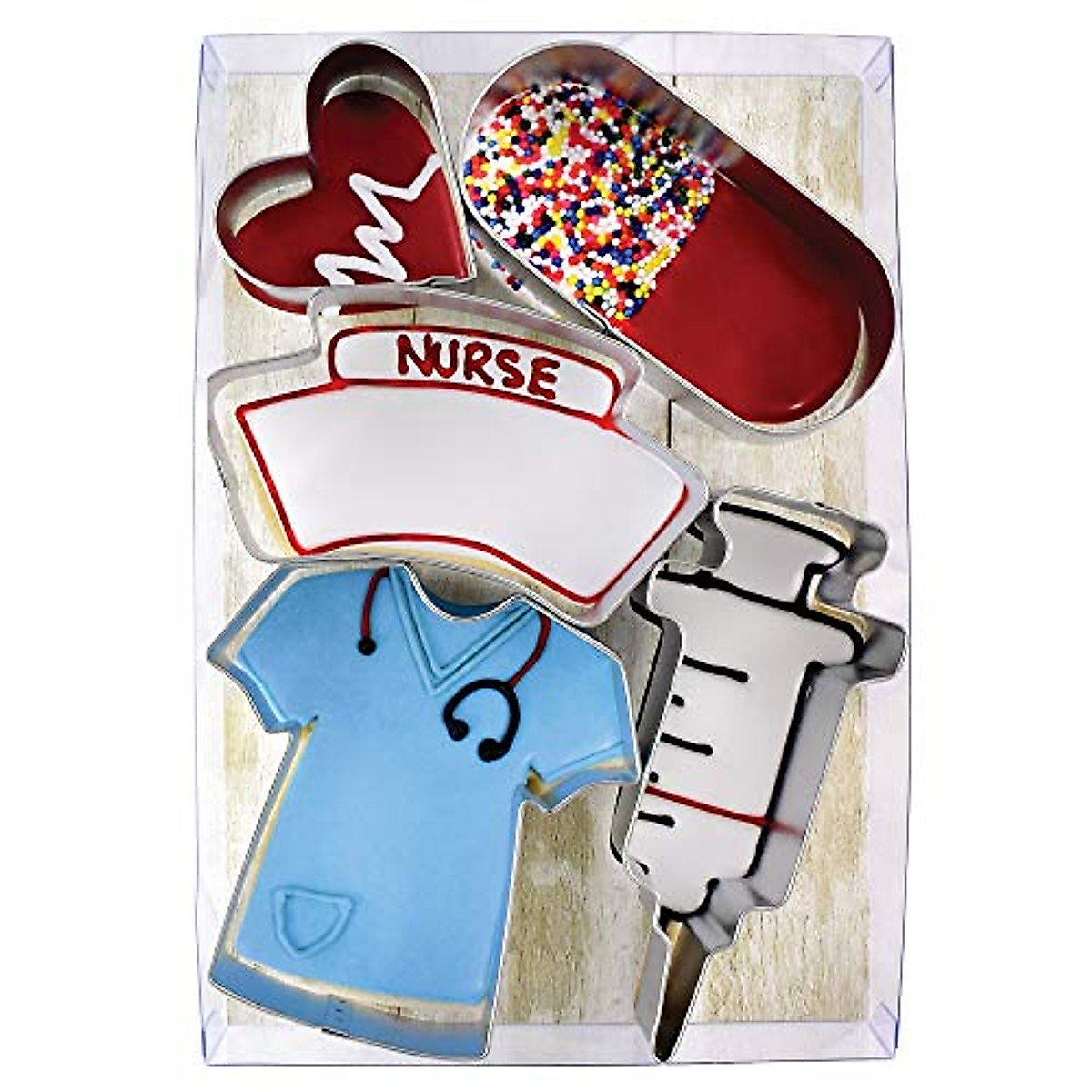 R & M International Nurse Cookie Cutter Set of 5, One Size, Silver