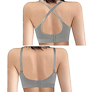 iloveSIA 3PACK Nursing & Pumping Bra All in One Hands Free Pumping Bra Black+Gray+Beige Size L