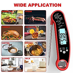 Digital Meat Thermometer with Probe, Instant Read Food Thermometer for Grilling BBQ, Kitchen Cooking, Baking, Liquids, Candy & Air Fryer - IP67 Waterproof, Backlight & Calibration - 2 Pack