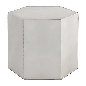 SUNBURY Indoor Outdoor 12" Hexagon Side Table, Concrete End Table Coffee Table, Morden Decor Side Table in Light Grey for Garden, Living Room, Bedroom