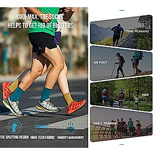 OrrinSports Toe Socks for Men Women Coolmax Liner Running Socks 3 Pairs Breathable Athletic Five Finger Socks (Size Medium)