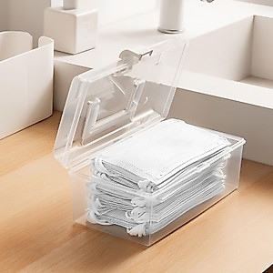 Haofy Clear Storage Box, Portable Plastic Container for Stationery Sewing Art Craft Jewelry with Lid (M)