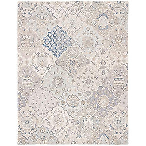 SAFAVIEH Glamour Collection Area Rug - 8' x 10', Grey & Blue, Handmade Wool, Ideal for High Traffic Areas in Living Room, Bedroom (GLM622F)