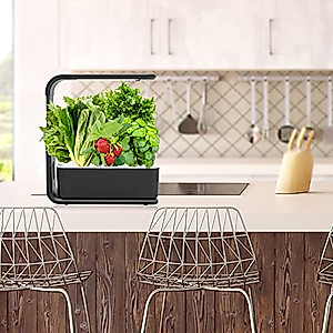 DISNILA Smart Garden Hydroponic Growing System Indoor Herb Garden with Full Spectrum 60 LED Grow Light Germination Starter Kit with Timer Self Watering Pump for Home Kitchen Gifts, Black, 3 Pods