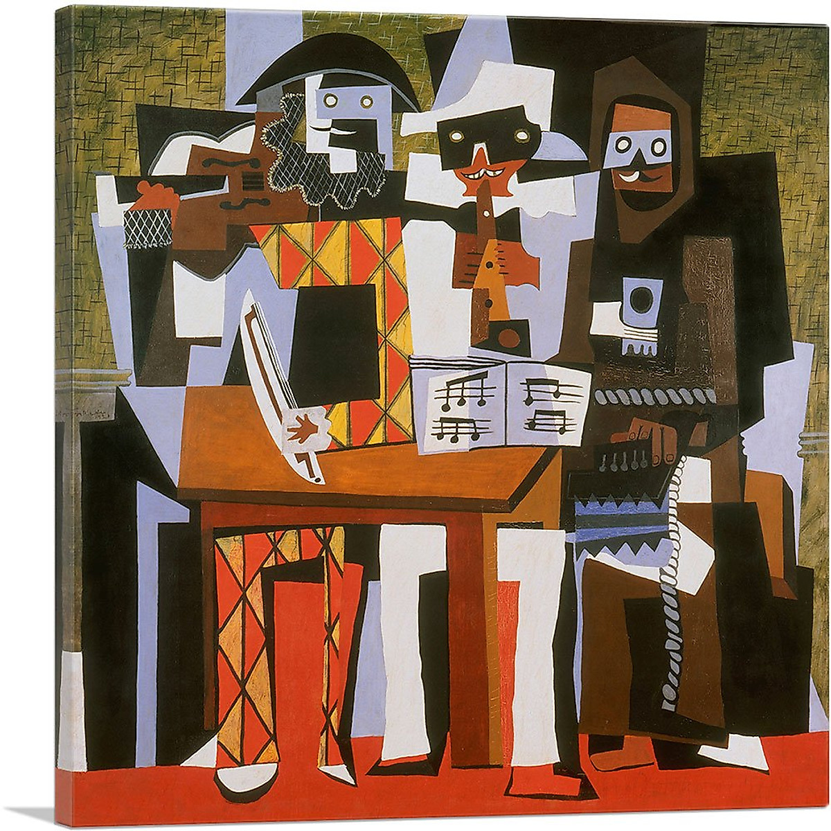 ARTCANVAS Three Musicians 1921 Canvas Art Print Stretched Framed Painting Picture Poster Giclee Wall Decor by Pablo Picasso - 26" x 26" (0.75" Deep)