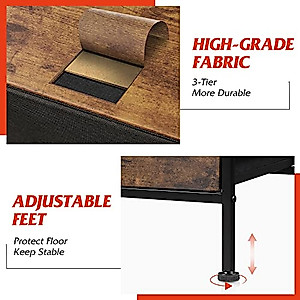 WLIVE Wide Dresser with 6 Drawers, TV Stand for 50" TV, Entertainment Center with Metal Frame, Wooden Top, Fabric Storage Dresser for Bedroom, Hallway, Entryway, Rustic Brown Wood Grain Print