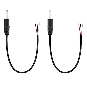 Fancasee 2 Pack Replacement 3.5mm Male Plug to Bare Wire Open End TRS 3 Pole Stereo 1/8" 3.5mm Plug Jack Connector Audio Cable for Headphone Headset Earphone Cable Repair