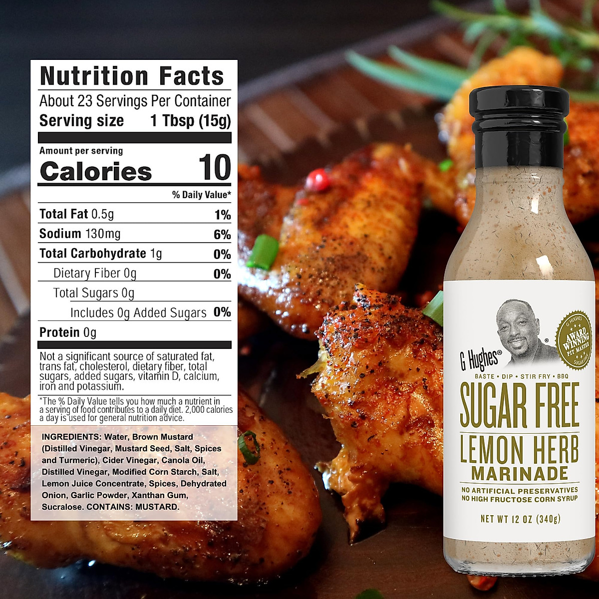 G Hughes Sugar Free, Assorted Marinades - Gluten Free, Sugar Free Sauces and Marinades Gift Sets, Marinades for Meats, (1) Lemon Herb 12oz bottle (1) Teriyaki 13oz bottle & (1) Orange Ginger 13oz