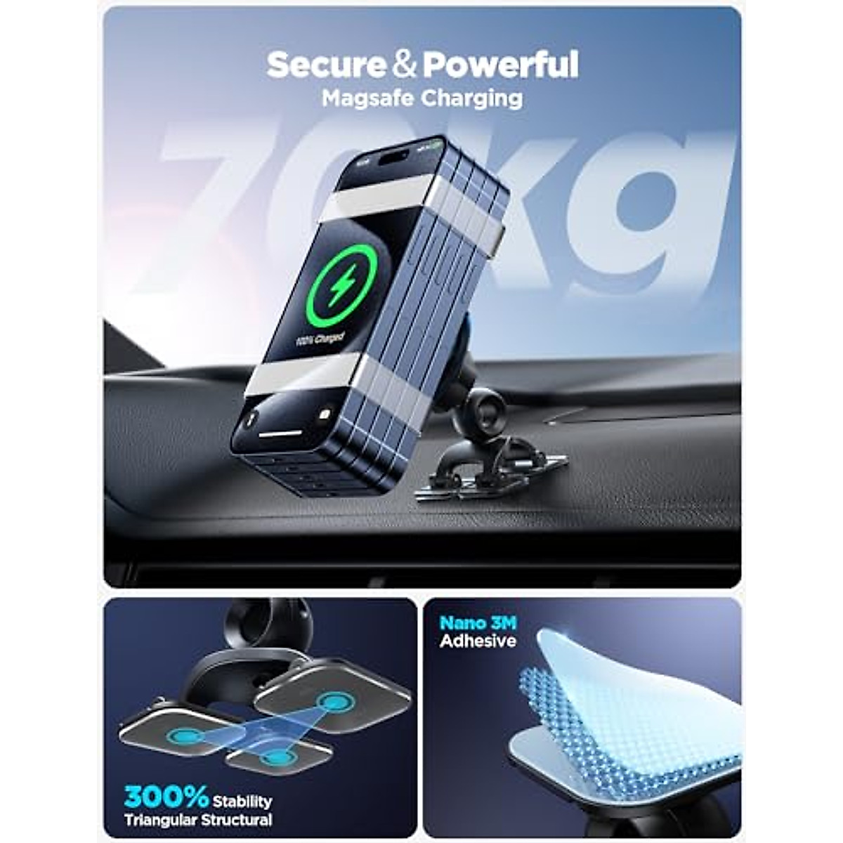 JOYROOM for MagSafe Car Mount Charger, 2024 Upgraded 15W Fast Charging Magnetic Wireless Car Charger Suitable for [Vent+Dash+Wall], for Magsafe Charger Car Phone Holder Mount for iPhone 15/14/13/12