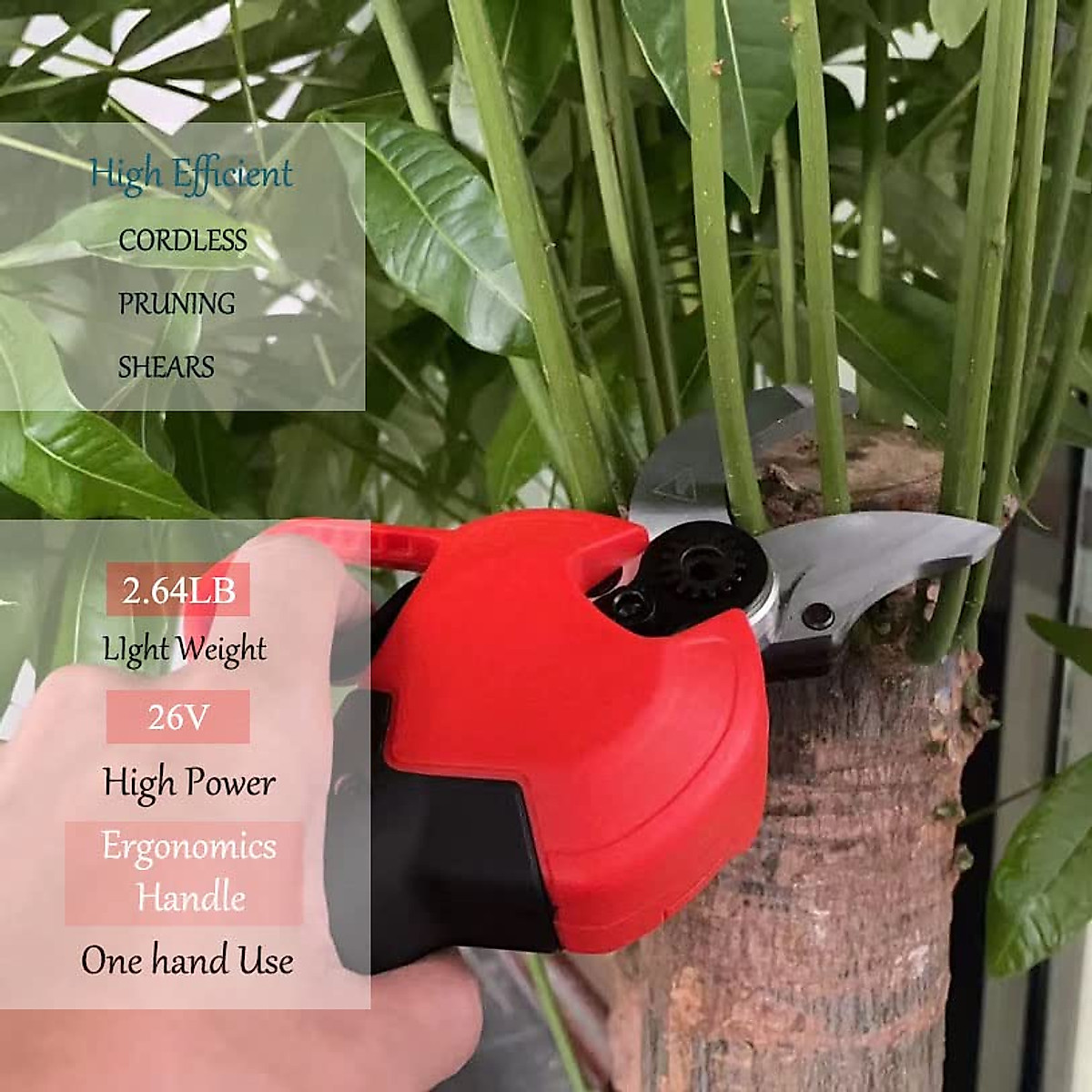 Zfyoung Electric Pruning Shears, 30mm(1.18 Inch) Cutting Diameter, Professional Cordless Pruner Branch Trimmer, Electric Branch Scissors with 2PCS Rechargeable Lithium Battery Powered, Garden Tools