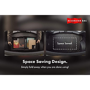 MCY Accordion Bag – Reusable Eco-Friendly Foldable Bag, Reinforced Shell, Durable Fabric, Easy Storage, Compact and Expandable, Grocery Bag (Navy Blue, 13x13x25 inches)