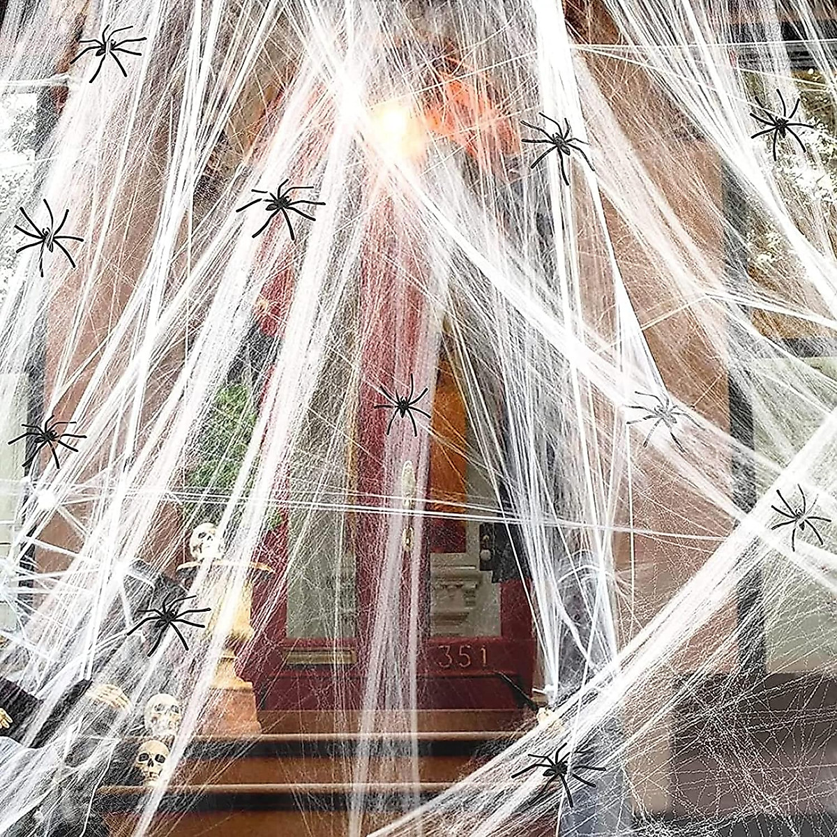 Amscan Stretchable Polyester Spider Web Halloween Trick or Treat Big Pack Party Decoration (1 Piece), 240g, White