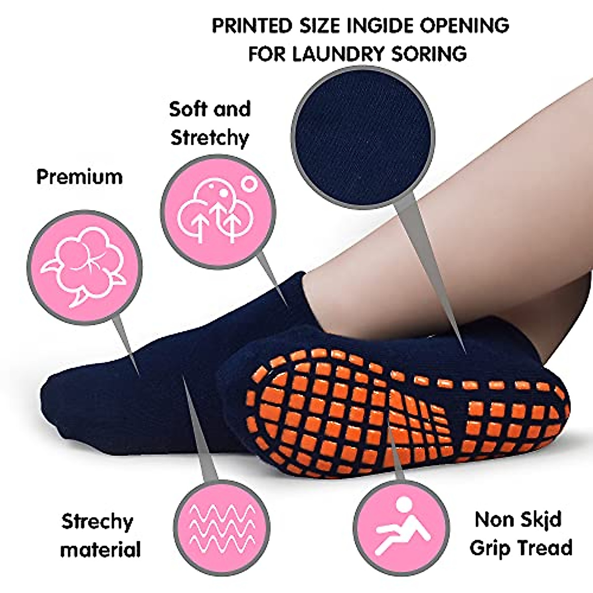 Tphon Non Slip Kids Trampoline Socks Anti Skid Socks with Grippers for Toddler Children Teenagers Grip Socks for Boys Girls