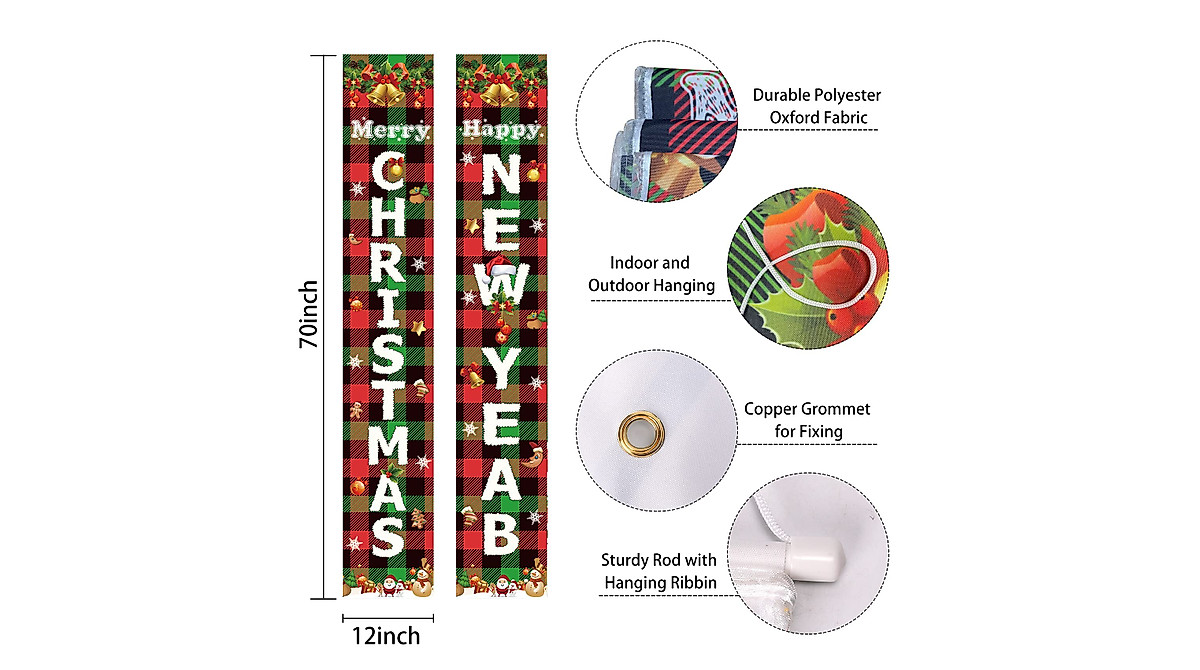 KOKISHIN Christmas Decorations Banner with Lights | Festive Door Decor