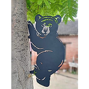 JPTSDBNWMT Outdoor Statue Metal Bear Tree Art Yard Garden Decor Fence Animals Silhouette Art Decoration
