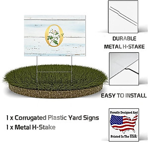 Floral Monogram Letter Golden Letter O Lawn Signage Initial Letter Yard Signs with Stakes Couples Gift for Garage Sales Rent Open House Construction 12"x18"