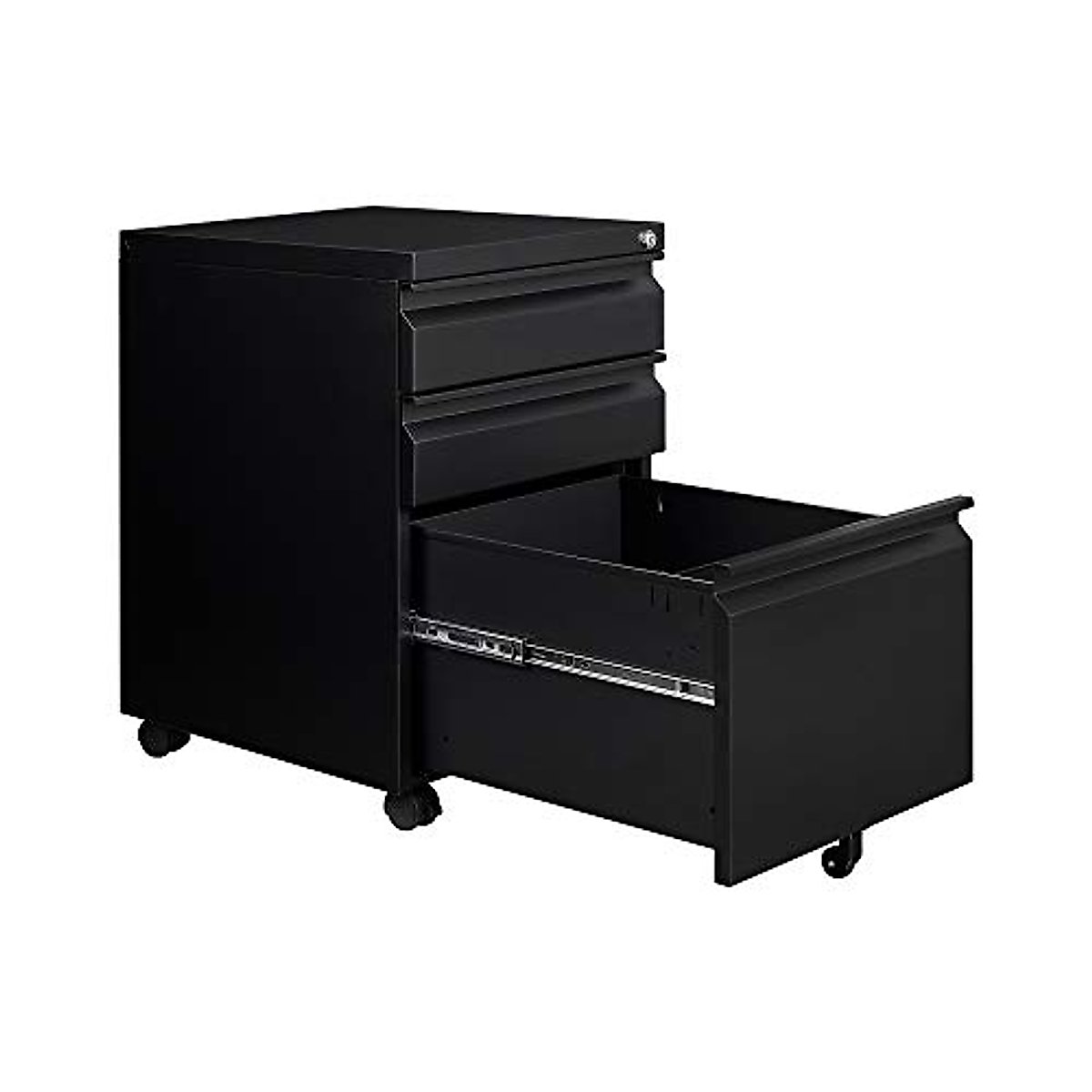 FLEXISPOT 3 Drawer File Cabinet for Home Office,Metal Mobile Filing Cabinet Under Desk Storage with Lock Keys,File Organizer Cabinet for Legal/Letter/A4 File,Fully Assembled Except Wheels,Black