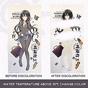 smosun Color-Changing Hand Towels, Funny Cartoon Bath Towels with Tokisaki Kurumi Figure, Quick Dry Soft Microfiber Face Towels for Bathroom Kitchen Daily Use