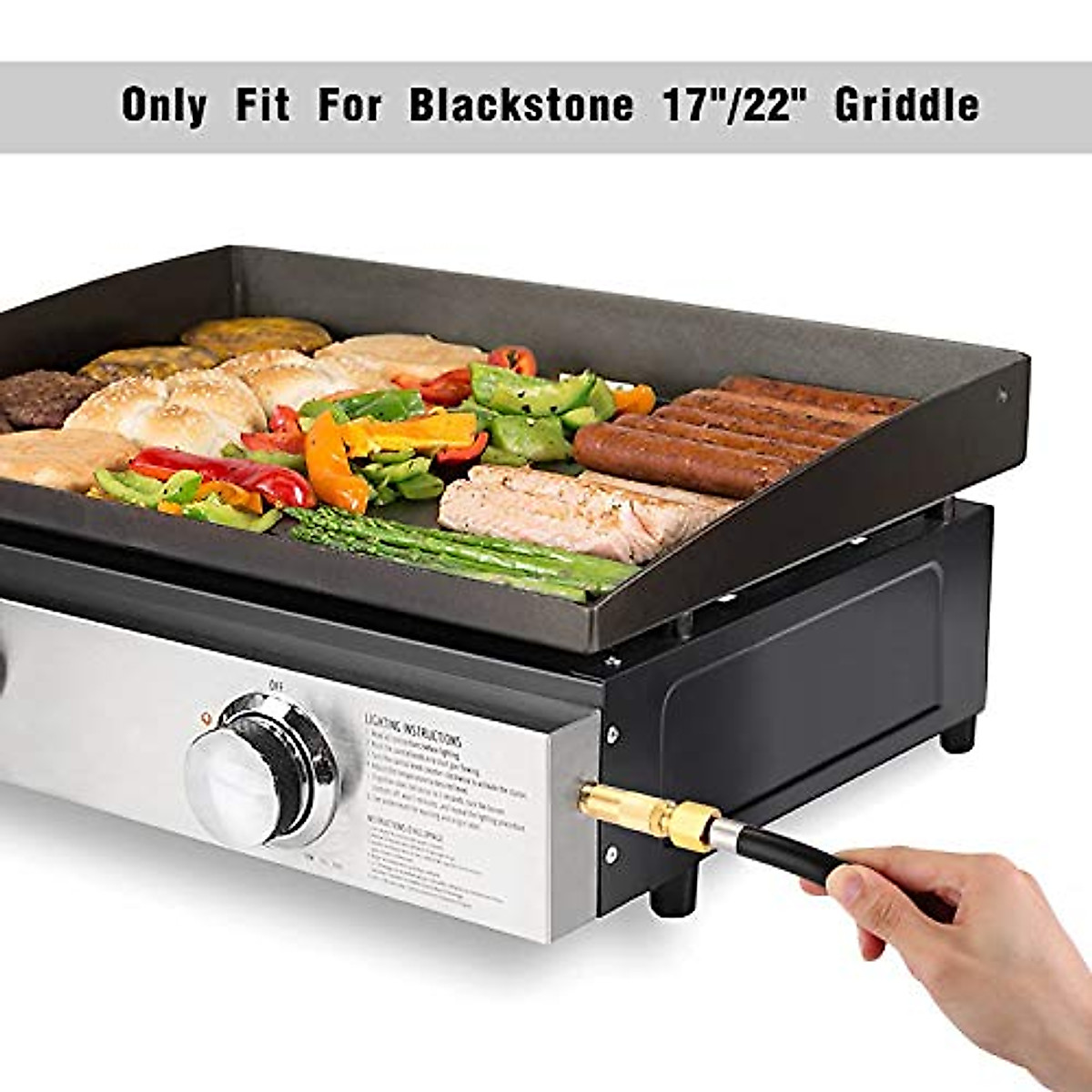 WADEO 12FT RV Quick Connect Propane Hose for RV to Grill, Propane Adapter Fitting with Propane Extension Hose for Blackstone 17"/22" Griddle