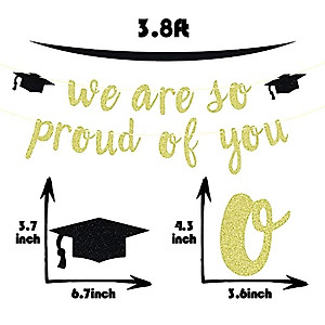 Gold Glitter We Are So Proud of You Banner, Class of 2023/Congrats 2023 Grad/We Will Miss You, 2023 Graduation Party Decorations