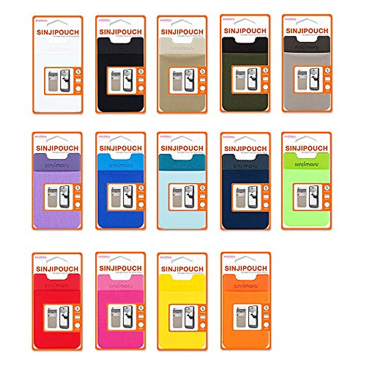 Sinjimoru Basic Cell Phone Wallet Stick on, Phone Card Holder for Back of Phone Functioning as Adhesive iPhone Wallet & iPhone Card Holder. Sinji Pouch Basic 2 Black 3 Pack…