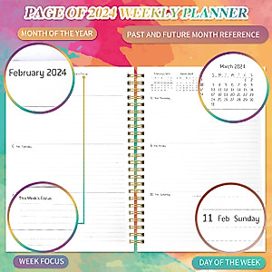 2024 Planner - 2024 Academic Weekly & Monthly Planner with Monthly Tabs, Daily Planner Yearly Agenda Calendar Organizer, Jan 2024-Dec 2024, 6.3" x 8.5"