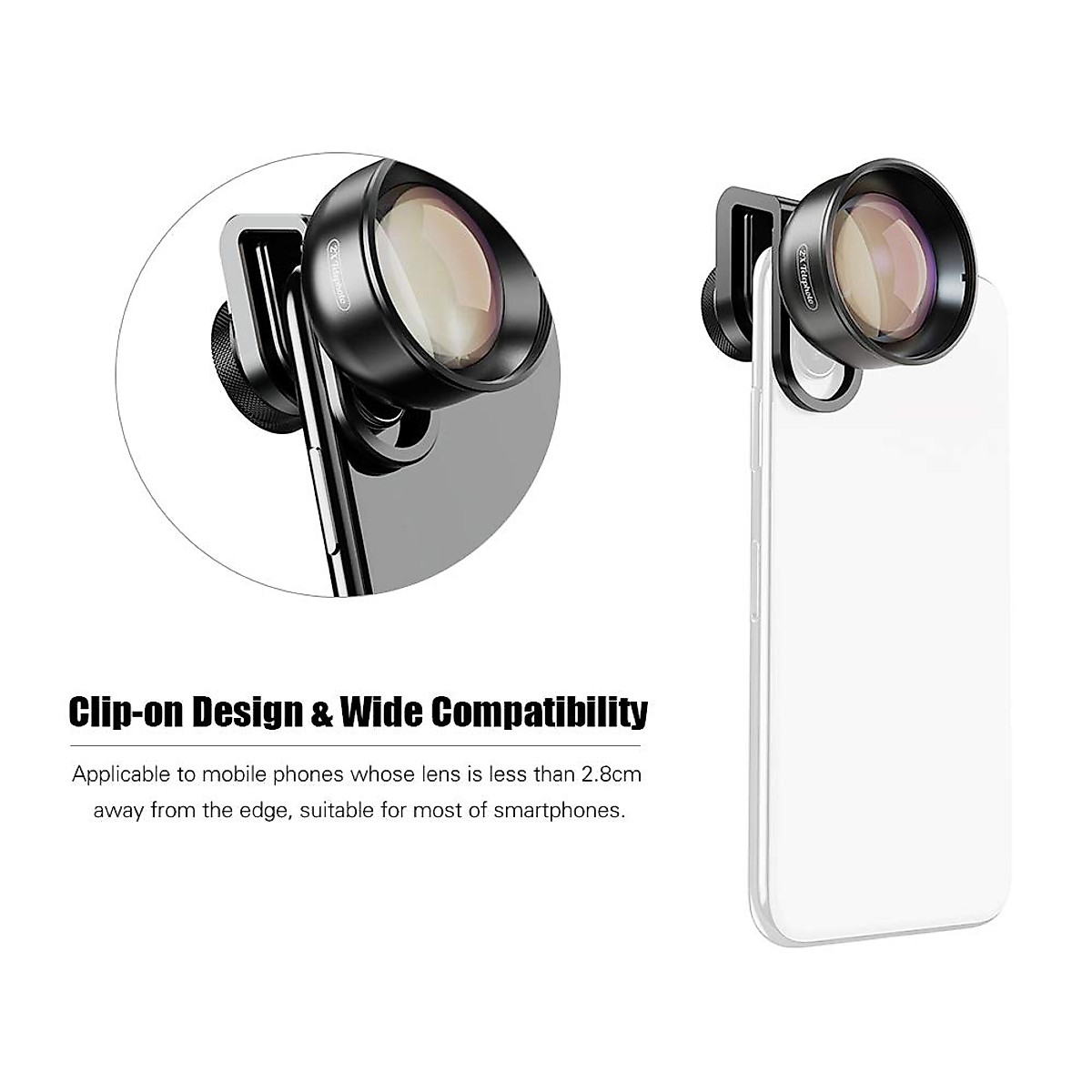 4K HD Telephoto Lens Portrait Phone Telephoto Lens No Distortion with Clip Compatible with iPhone Max Xs X Compatible with Phone