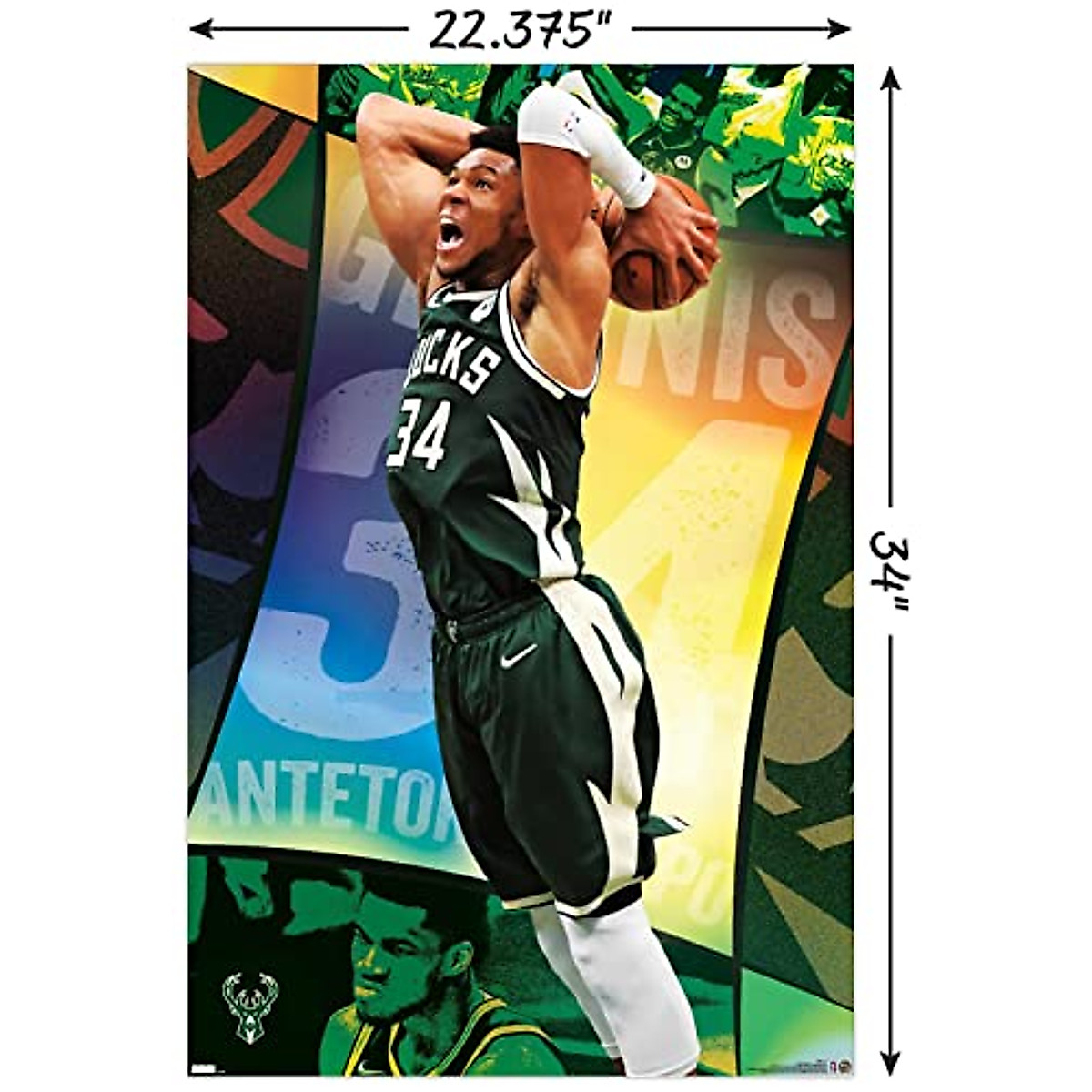 Trends International NBA Milwaukee Bucks-Giannis Antetokounmpo 21 Wall Poster, 22.375" x 34", Unframed Version