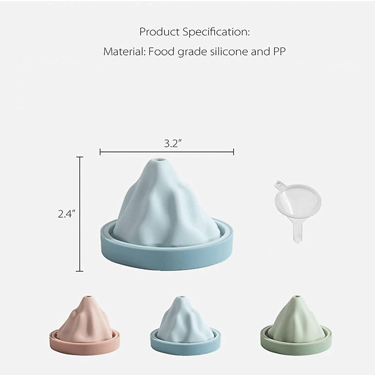 3D Snow Mountain Shape Fun Shapes Ice Molds - 3 Pieces Ice Ball Machine Molds, DIY Freezer Popsicle Molds with Funnel Easy to Release for Whiskey Cocktails Bourbon Jello Party Favors