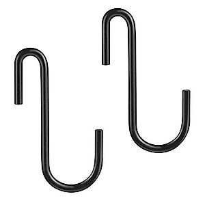 YourGift 10 Pack Heavy Duty S Hooks Black S Shaped Hooks Hanging Hangers Hooks for Kitchen, Bathroom, Bedroom and Office: Pan, Pot, Coat, Bag, Plants(10 Pack/Black/Small)