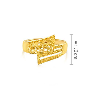 CHOW SANG SANG 999.9 24K Solid Gold Price-by-Weight 3.36g Gold Geometric, Cross Band Ring for Women 57601R | Size Adjustable (Approx. 0.09tael (~3.36g), Adjustable)