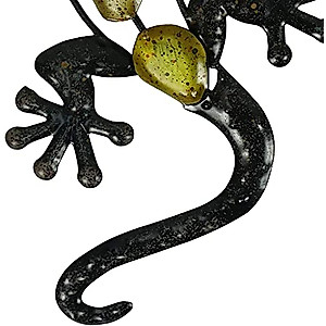 LIFFY Metal Gecko Wall Decor Lizard Garden Art Hanging Outdoor Decorations for Patio or Fence, Set of 2