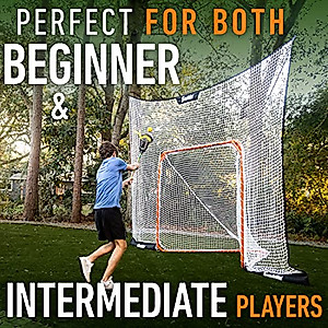 Franklin Sports Lacrosse Backstop Net - Lax Goal Extra Large Durable Net for Shooting Training + Practice - - 12' x 9', Black/Orange