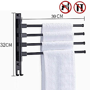 Nevup Swivel Towel Bar Rustproof Wall Mount Bathroom Swing Out Towel Shelf Self Adhesive with Glue or Wall Mount with Screws Folding Arm Hand Towel Rack